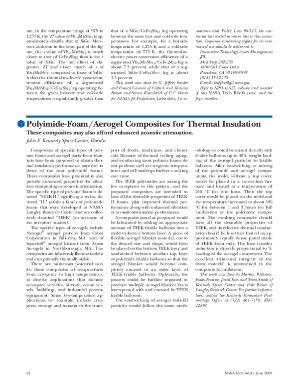 (PDF) Polyimide-Foam/Aerogel Composites for Thermal Insulation
