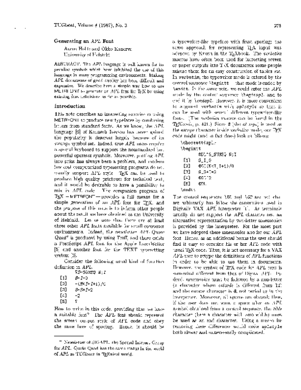 (PDF) Generating an APL Font