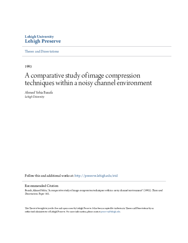 (PDF) A comparative study of image compression techniques within a noisy channel environment