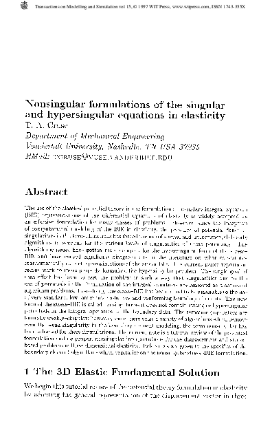 (PDF) Nonsingular Formulations Of The SingularAnd Hypersingular ...