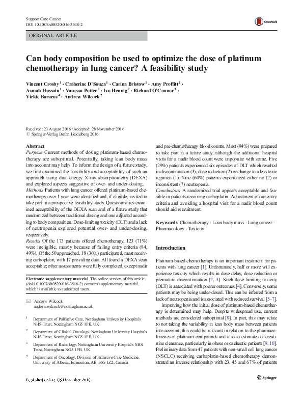 (PDF) Can body composition be used to optimize the dose of platinum ...