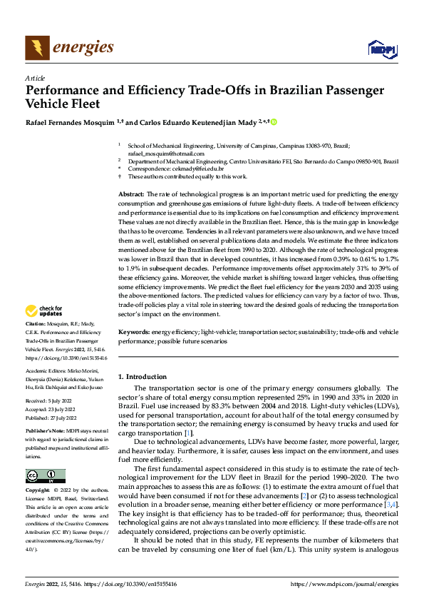 (PDF) Performance and Efficiency Trade-Offs in Brazilian Passenger ...