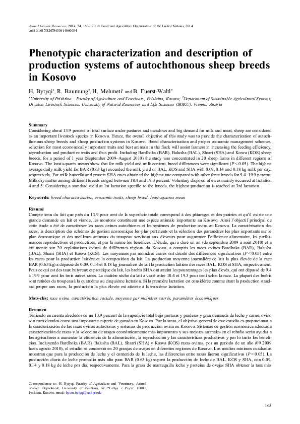 (PDF) Phenotypic characterization and description of production systems of autochthonous sheep ...