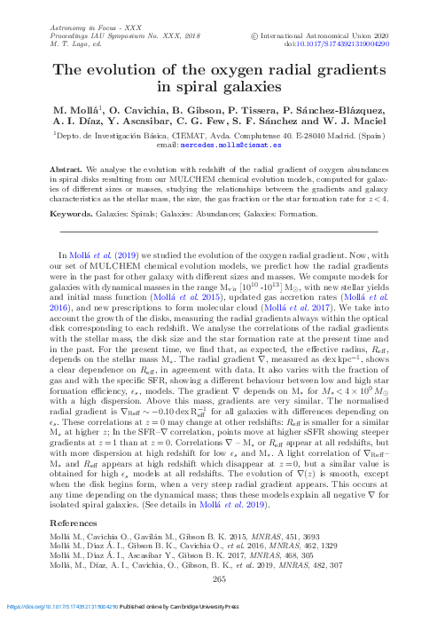 (PDF) The evolution of the oxygen radial gradients in spiral galaxies