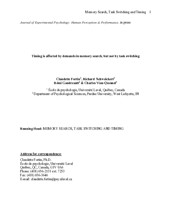(PDF) Timing is affected by demands in memory search but not by task switching | Richard ...