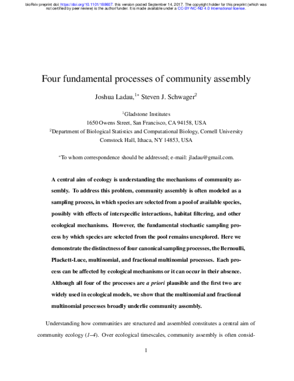 (PDF) Four fundamental processes of community assembly