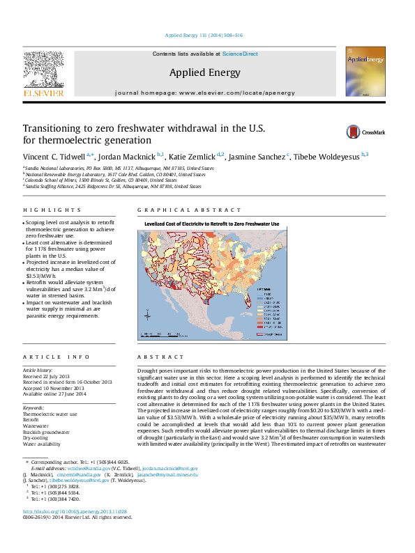 (PDF) Transitioning to zero freshwater withdrawal in the U.S. for ...