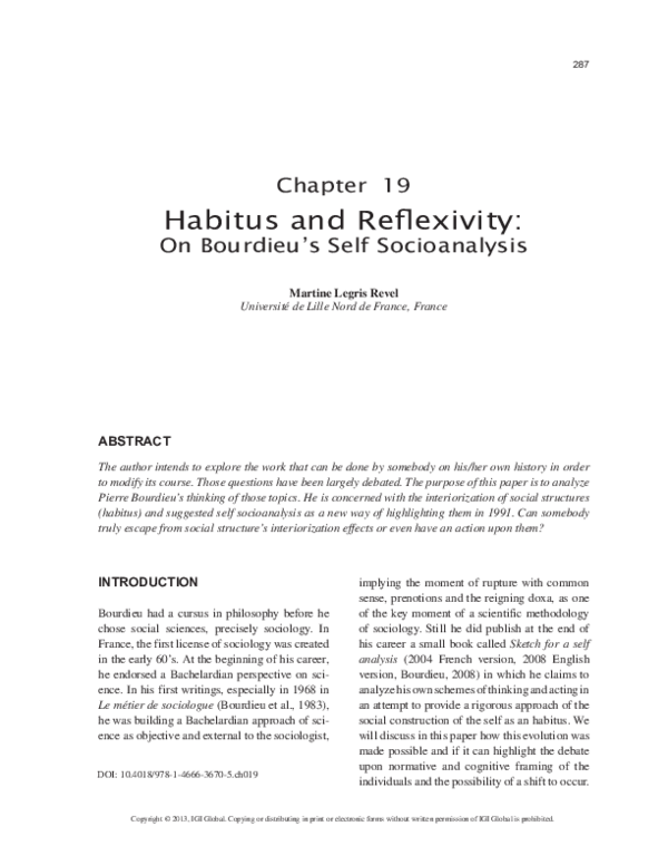 (PDF) Habitus and Reflexivity
