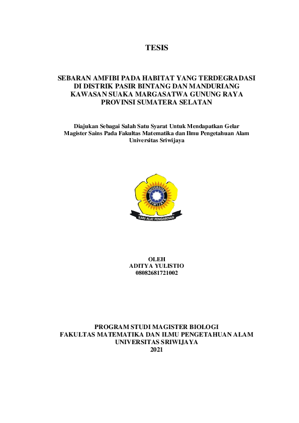 (PDF) SEBARAN AMFIBI PADA HABITAT YANG TERDEGRADASI DI DISTRIK PASIR ...