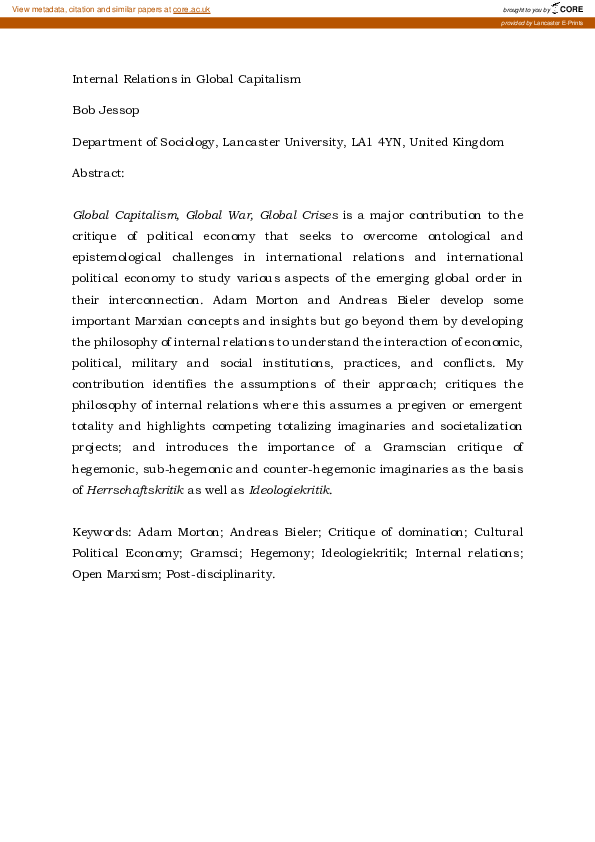 (PDF) Internal relations in global capitalism