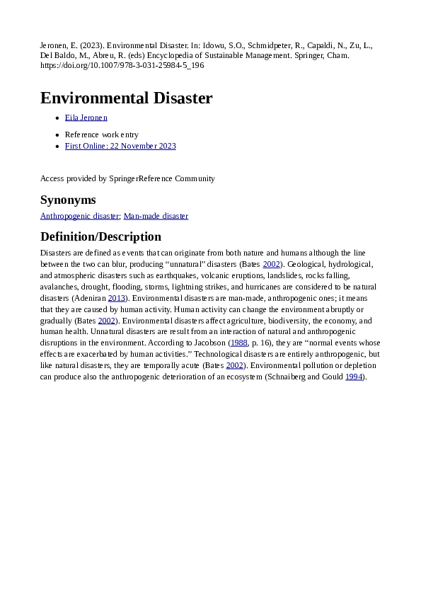 (DOC) Environmental Disaster