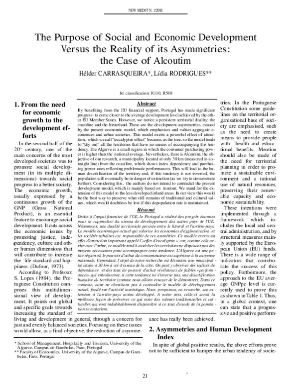 (PDF) The purpose of social and economic development versus the reality ...