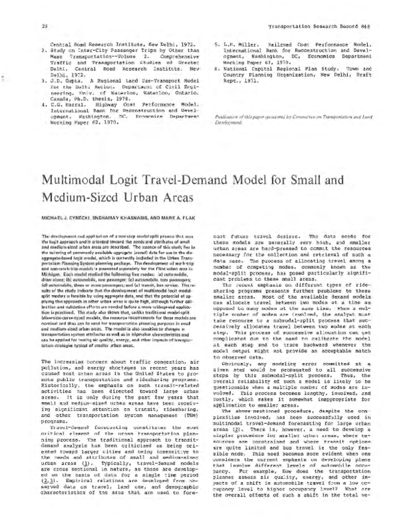 (PDF) Multimodal Logit Travel-Demand Model for Small and Medium-Sized ...