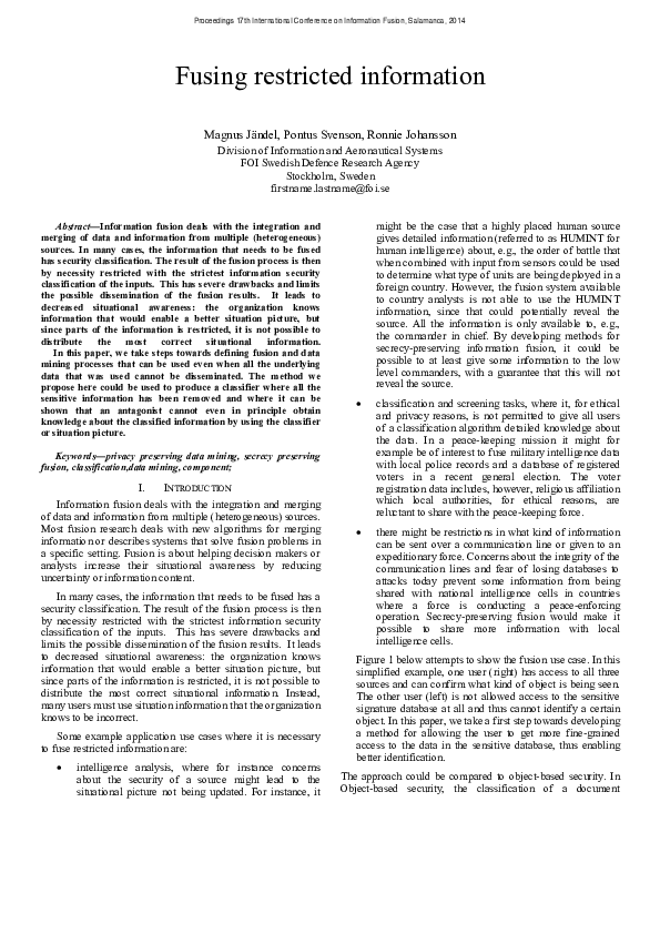 (PDF) Fusing restricted information