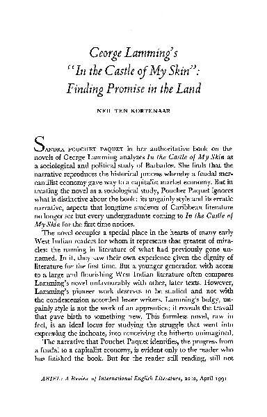 (PDF) George Lamming's "In the Castle of My Skin": Finding Promise in ...