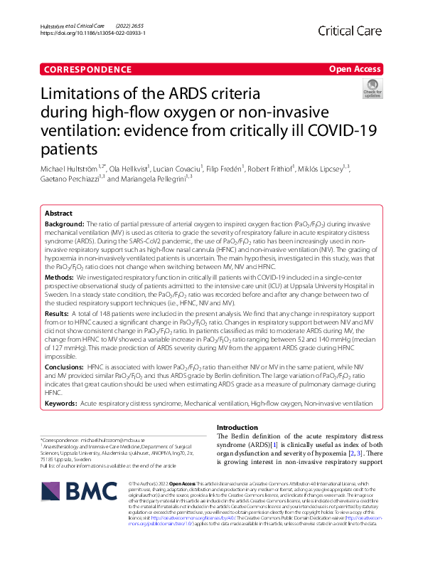 (PDF) Limitations of the ARDS criteria during high-flow oxygen or non ...