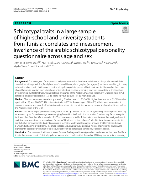 (PDF) Schizotypal traits in a large sample of high-school and ...