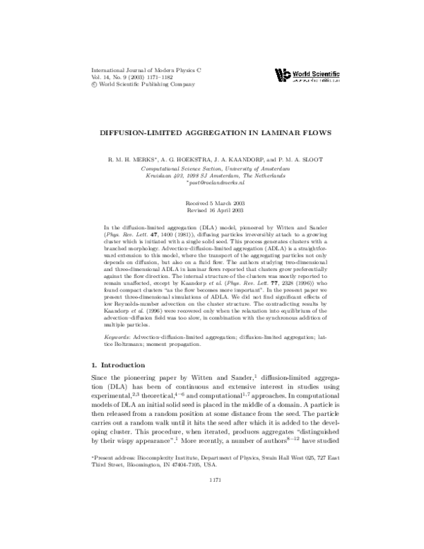 (PDF) Diffusion-Limited Aggregation in Laminar Flows