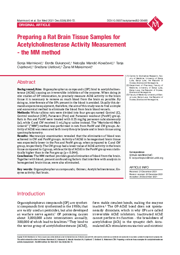 (PDF) Preparing a rat brain tissue samples for acetylcholinesterase ...