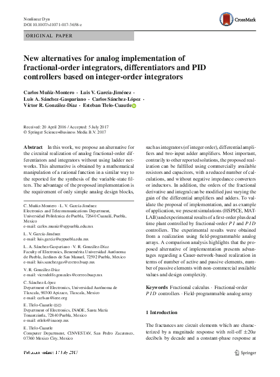 Pdf New Alternatives For Analog Implementation Of Fractional Order