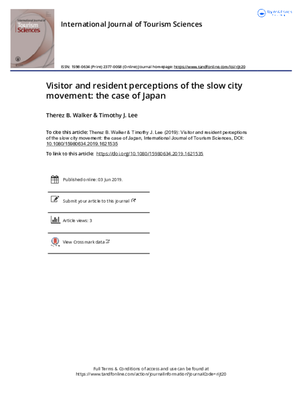 (PDF) Visitor and resident perceptions of the slow city movement: the ...