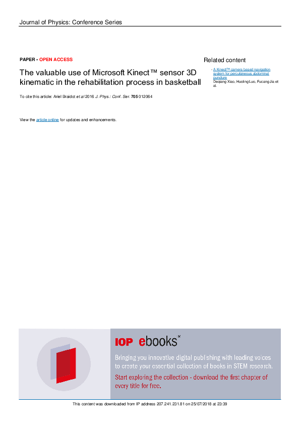 (PDF) The valuable use of Microsoft Kinect™ sensor 3D kinematic in the ...
