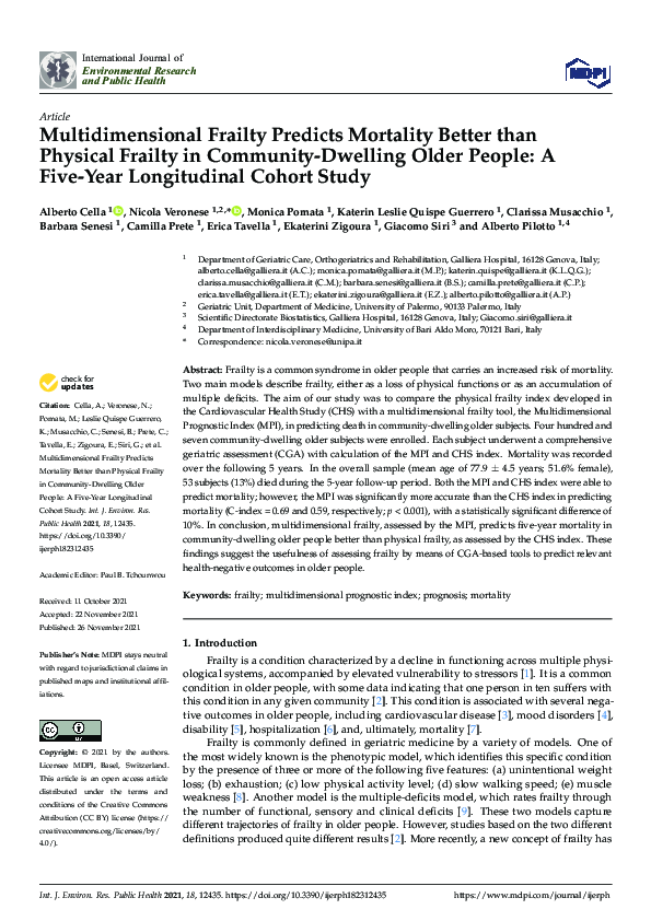 (PDF) Multidimensional Frailty Predicts Mortality Better than Physical Frailty in Community ...
