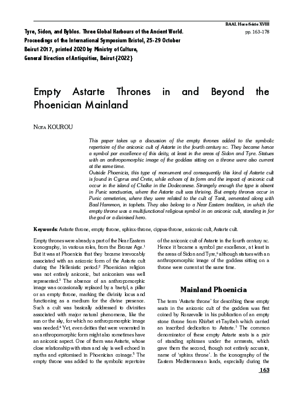 (PDF) Astarte thrones BAAL Hors Serie XVIII