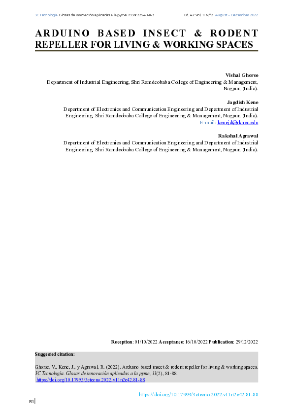 (PDF) Arduino based insect & rodent repeller for living & working spaces