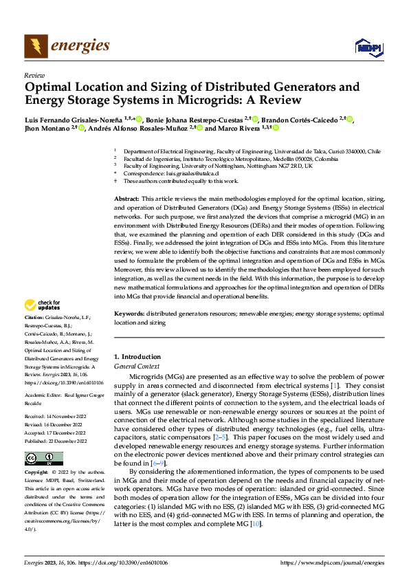 Pdf Review Of Optimal Sizing In Microgrid Systems