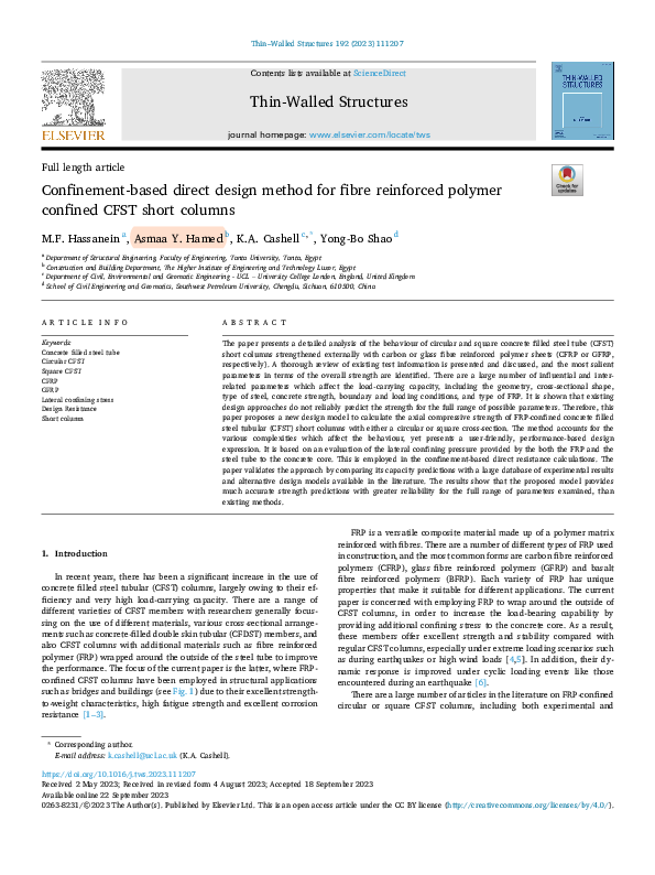 (PDF) Confinement-based direct design method for fibre reinforced ...