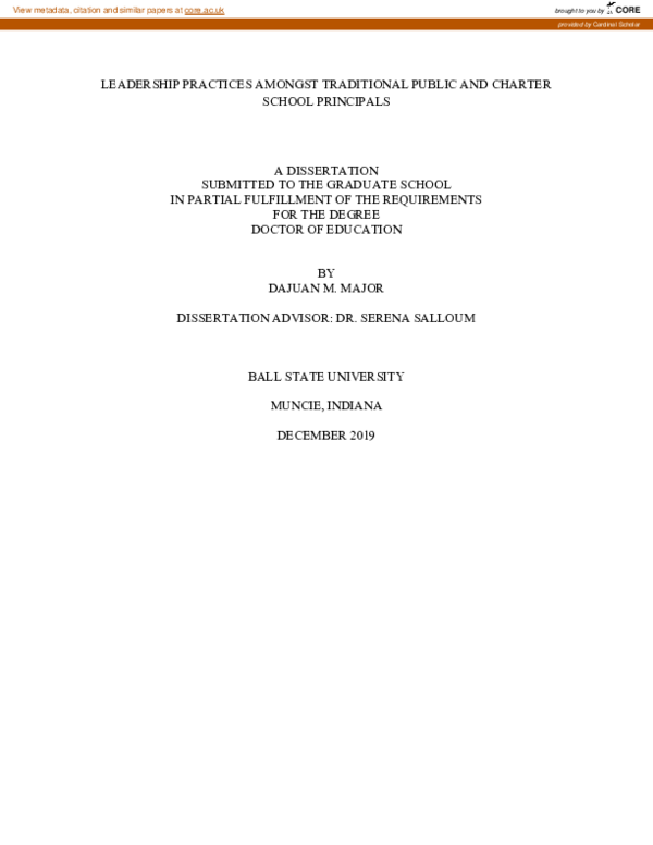 (PDF) Leadership practices amongst traditional public and charter school principals