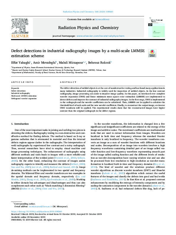 (PDF) Defect detections in industrial radiography images by a multi-scale LMMSE estimation scheme