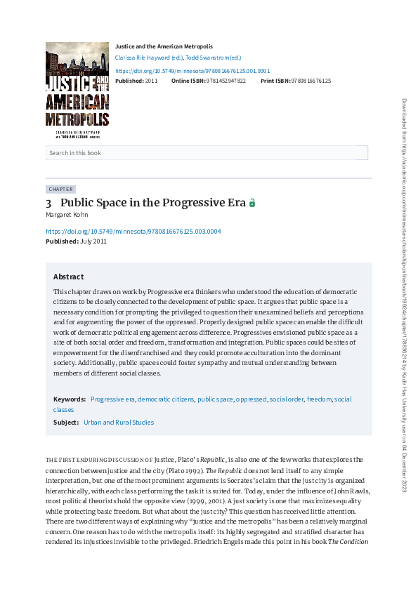 (PDF) Public Space in the Progressive Era