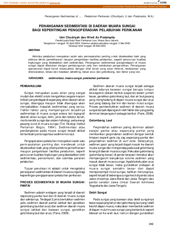 (PDF) Penanganan Sedimentasi DI Daerah Muara Sungai Bagi Kepentingan ...
