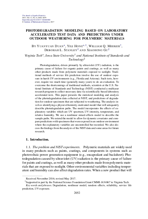 (PDF) Photodegradation modeling based on laboratory accelerated test ...