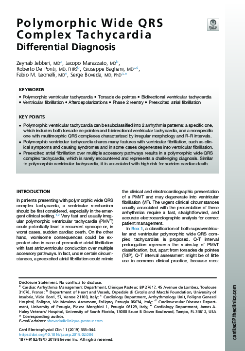 (PDF) Polymorphic Wide QRS Complex Tachycardia