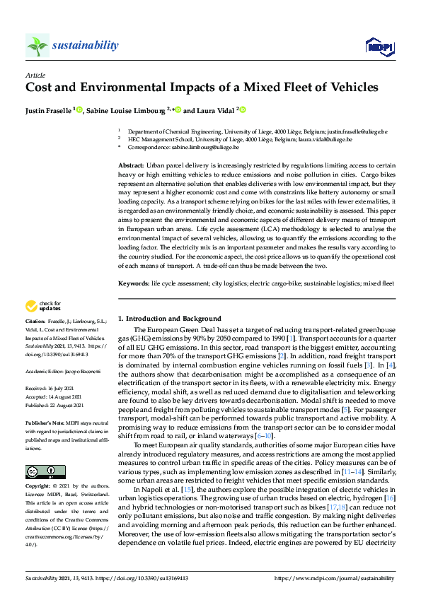 (PDF) Cost and Environmental Impacts of a Mixed Fleet of Vehicles