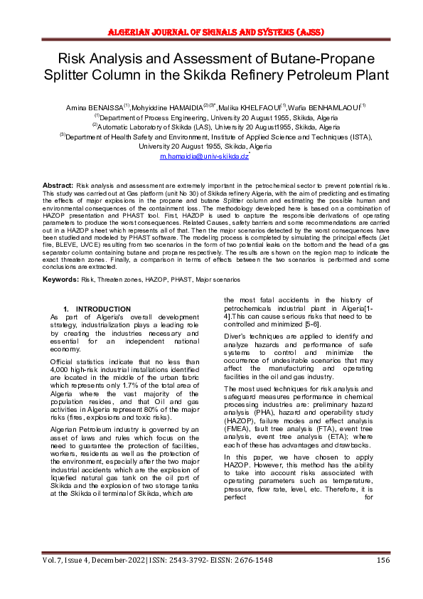 (PDF) Risk Analysis and Assessment of Butane-Propane Splitter Column in ...