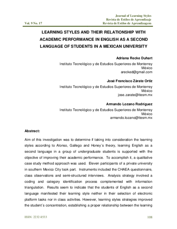 (PDF) Learning styles and their relationship with academic performance ...
