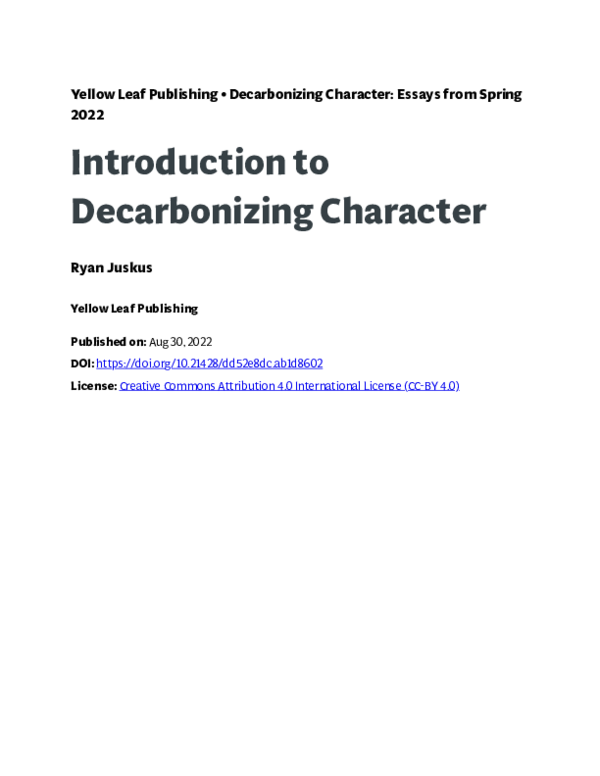 (PDF) Introduction to Decarbonizing Character