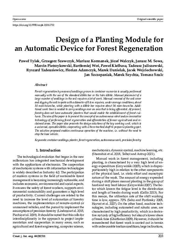 (PDF) Design of a Planting Module for an Automatic Device for Forest ...