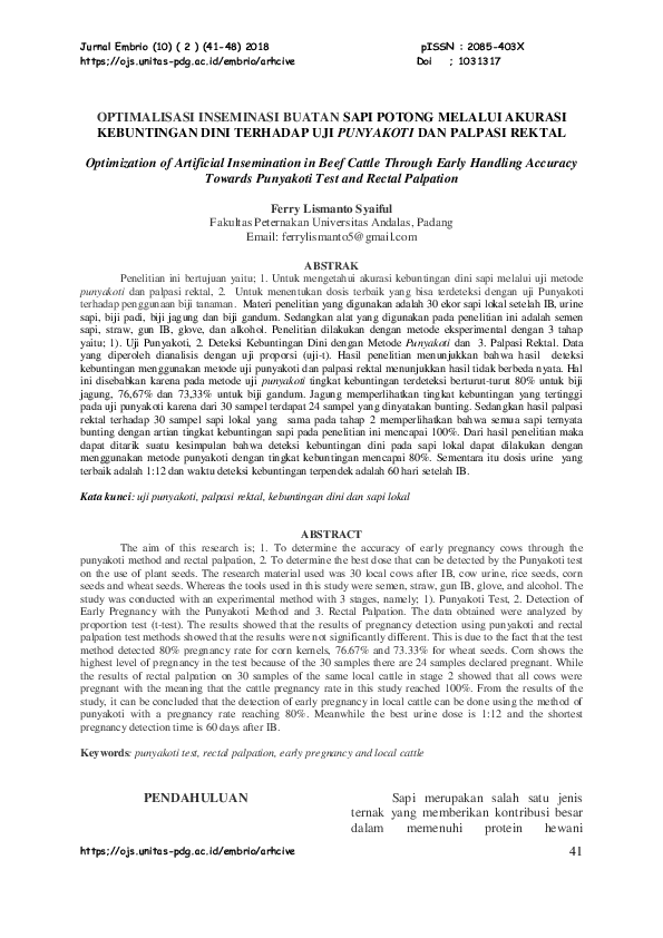 (PDF) Optimalisasi Inseminasi Buatan Sapi Potong Melalui Akurasi ...