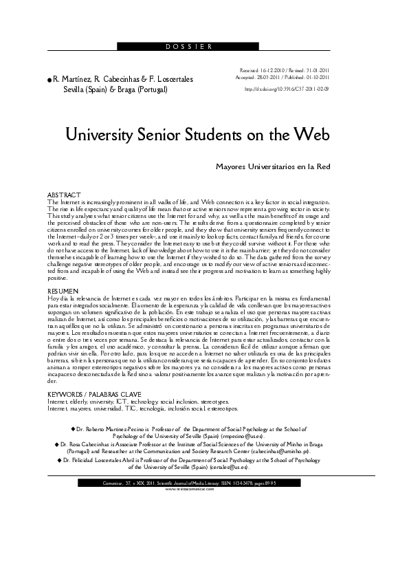 (PDF) University Senior Students on the Web