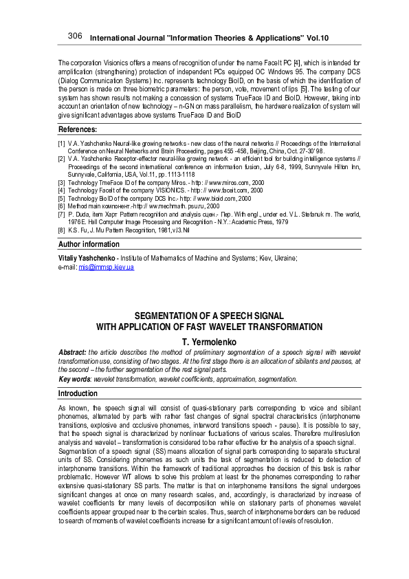 (PDF) Speech Signal Segmentation via Wavelets