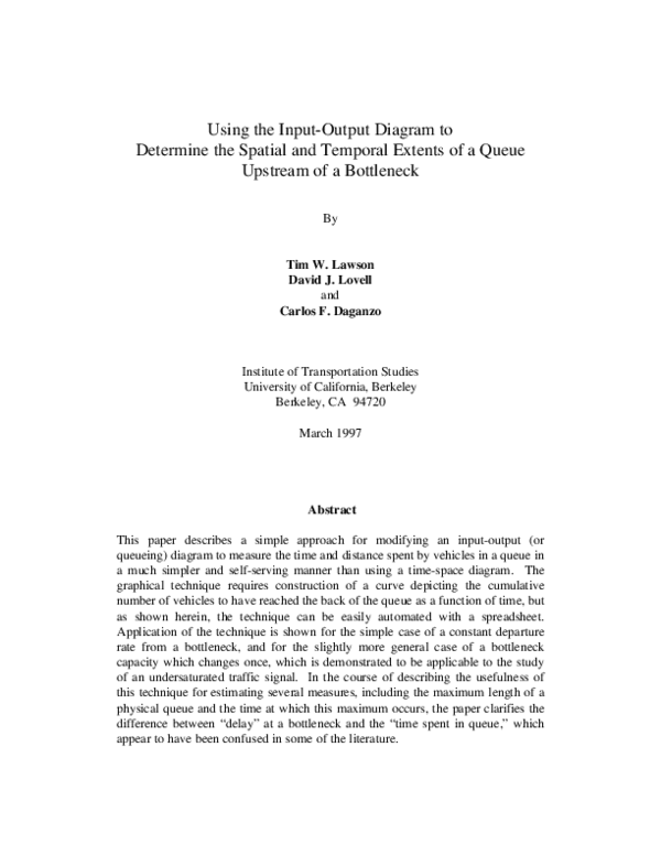 Pdf Using Input Output Diagram To Determine Spatial And Temporal
