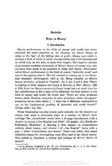 (PDF) Marx on Money