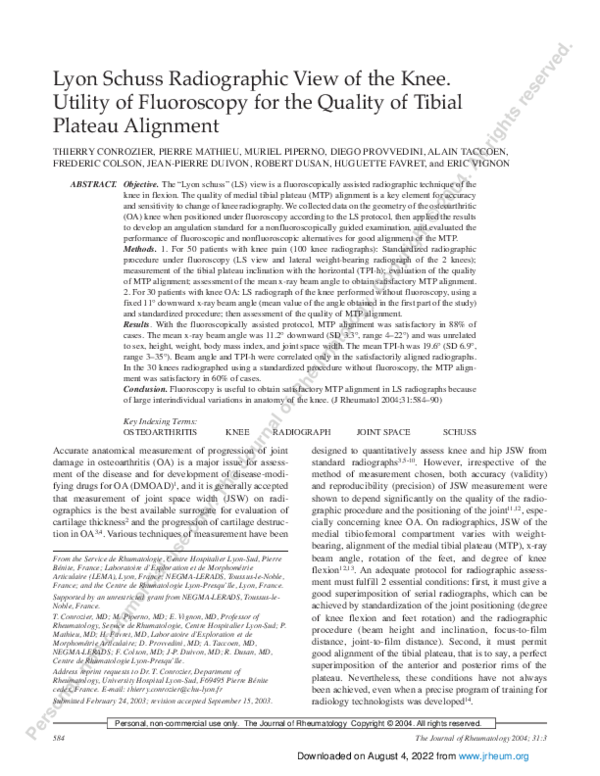 (PDF) Lyon Schuss radiographic view of the knee. Utility of fluoroscopy ...