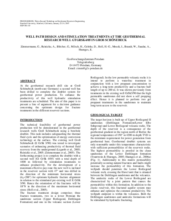 (PDF) Well path design and stimulation treatments at the geothermal research well GtGrSk4/05 in ...