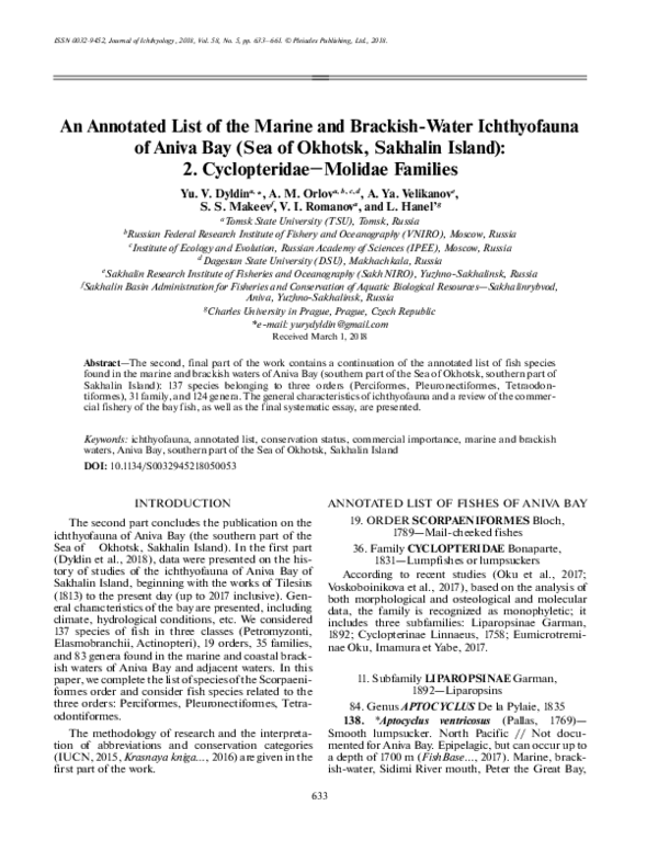 (PDF) An Annotated List of the Marine and Brackish-Water Ichthyofauna ...